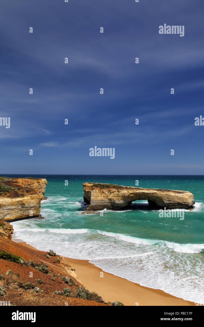 London Bridge, a famous rock arch in the Port Campbell National Park at ...