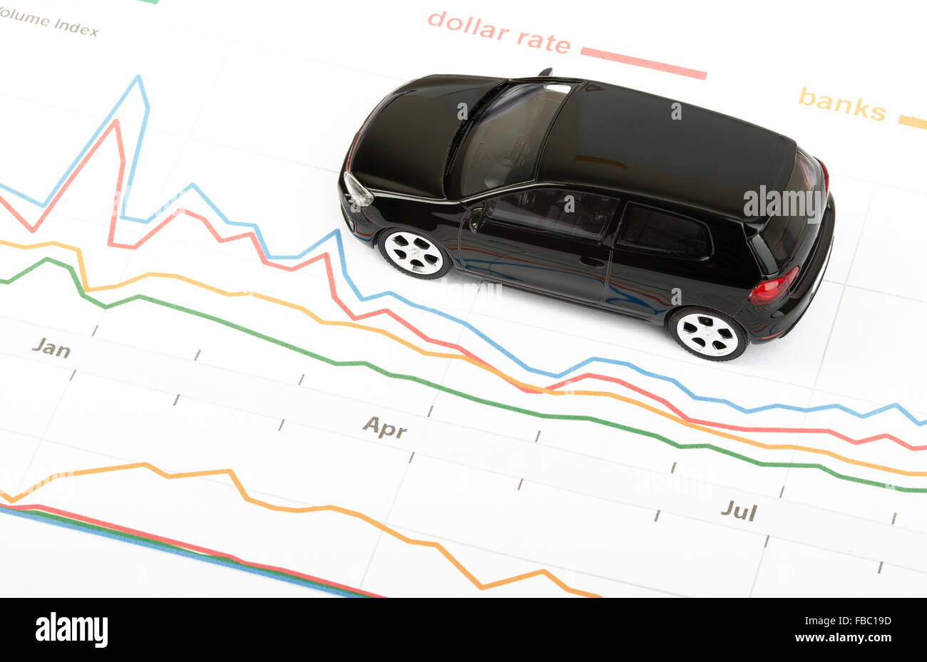 Black car on graphical charts Stock Photo - Alamy