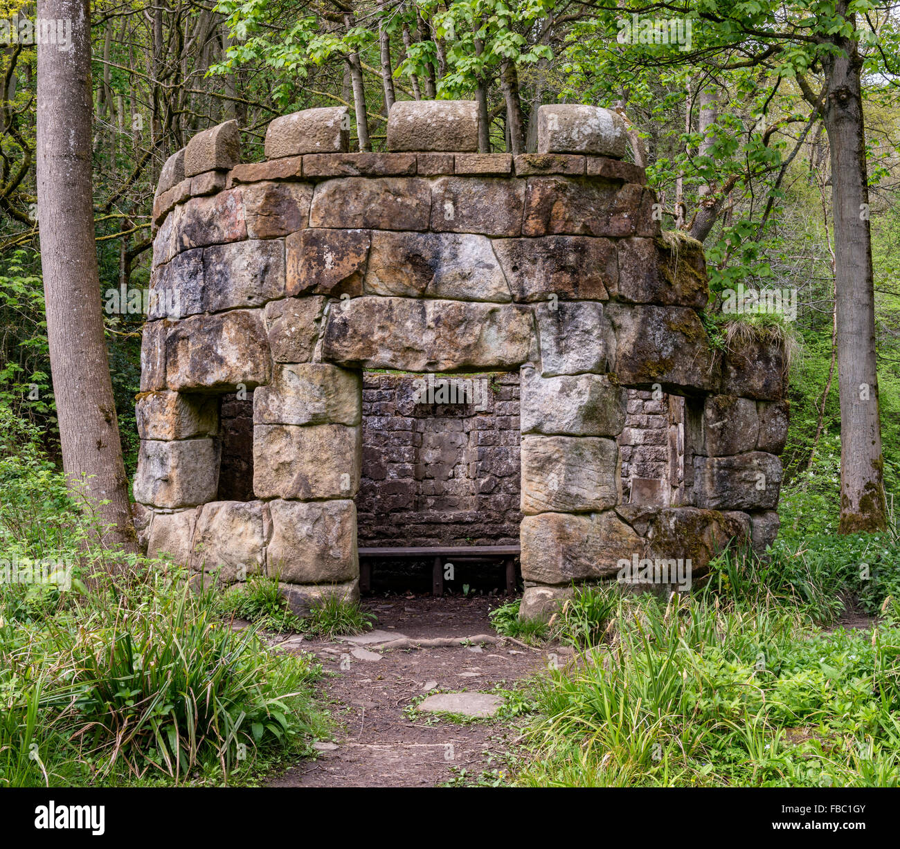 The Rustic Temple in Hackfall Woods near Grewelthorpe Stock Photo - Alamy