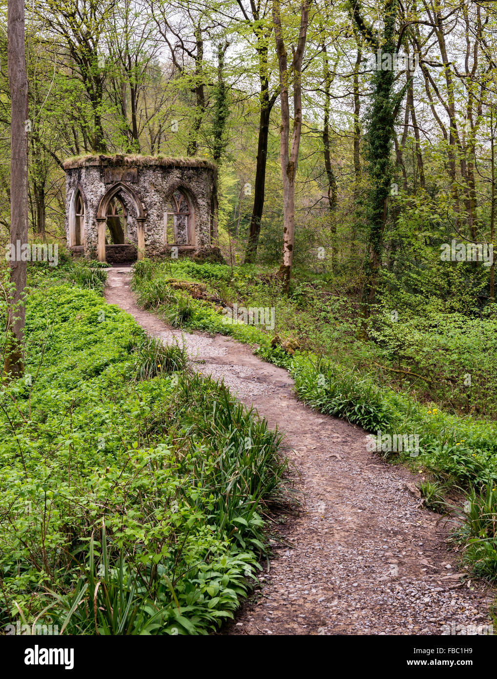 Fisher's Hall folly in Hackfall Woods near Grewelthorpe Stock Photo - Alamy