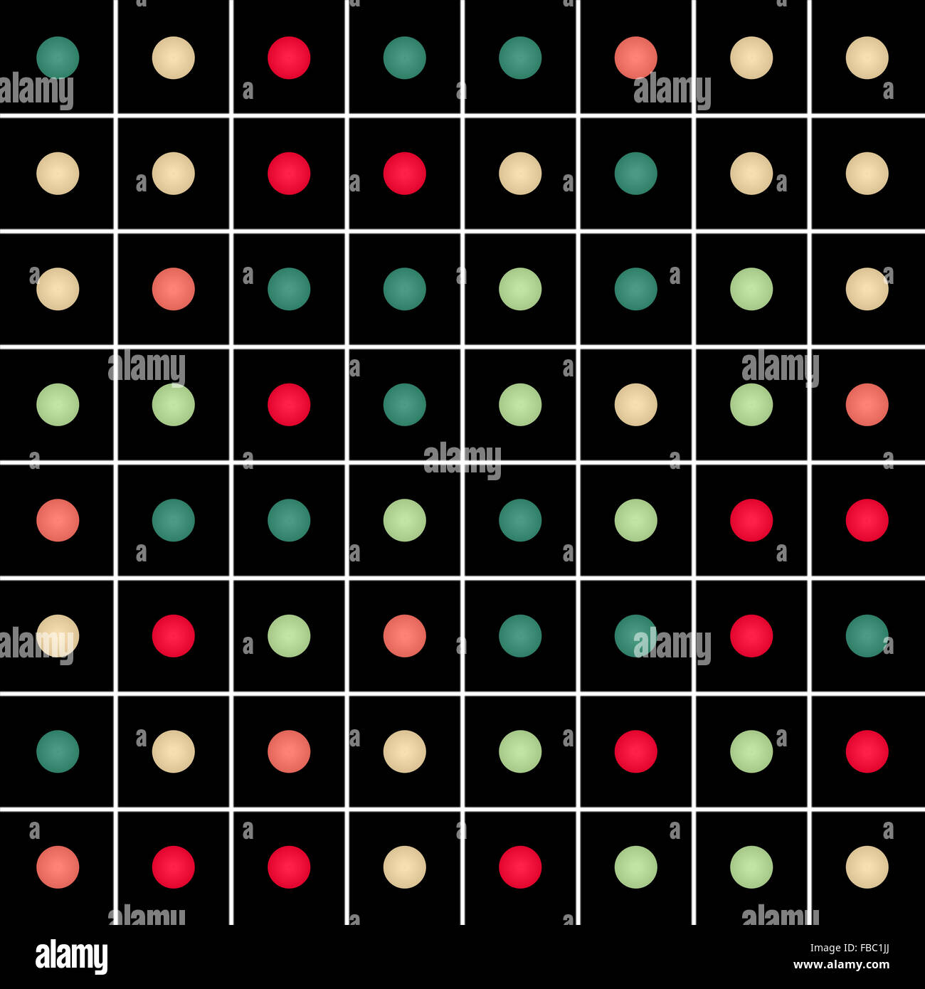 Dotted geometric pattern with white grid lines and colorful circles on ...