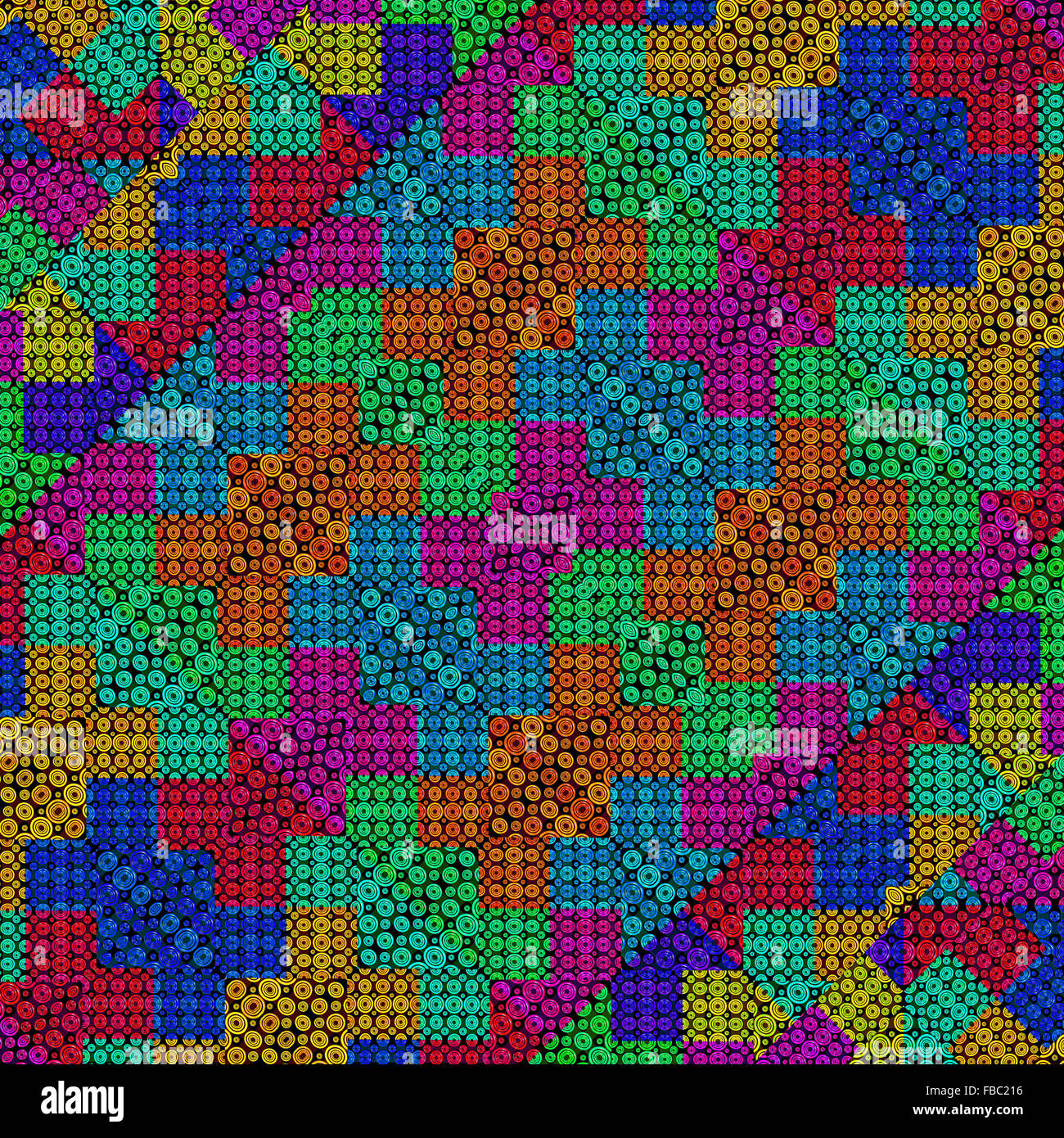 Modern geometric hexagon and circles motif pattern in multicolored ...