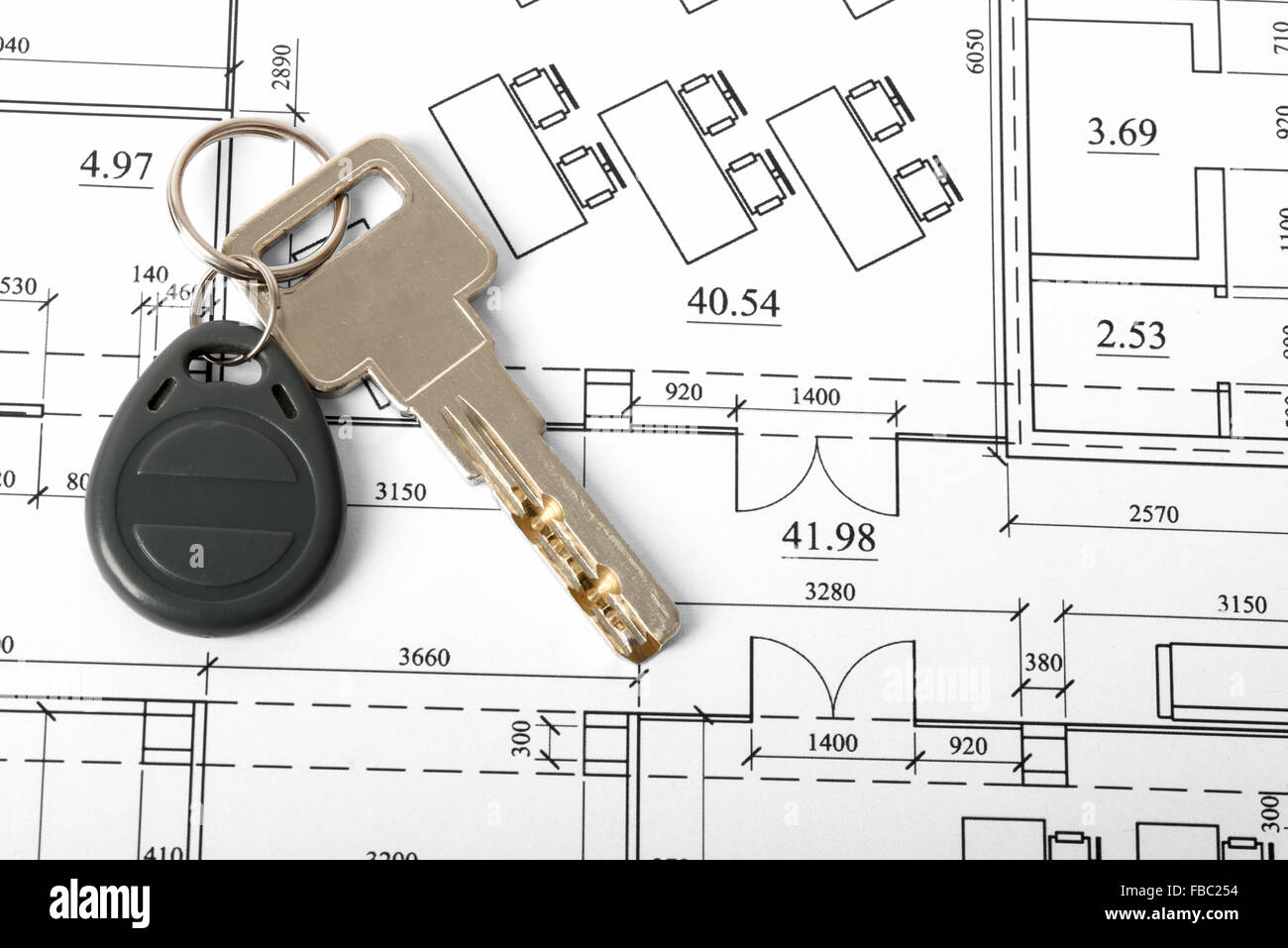 Key on blueprints Stock Photo - Alamy
