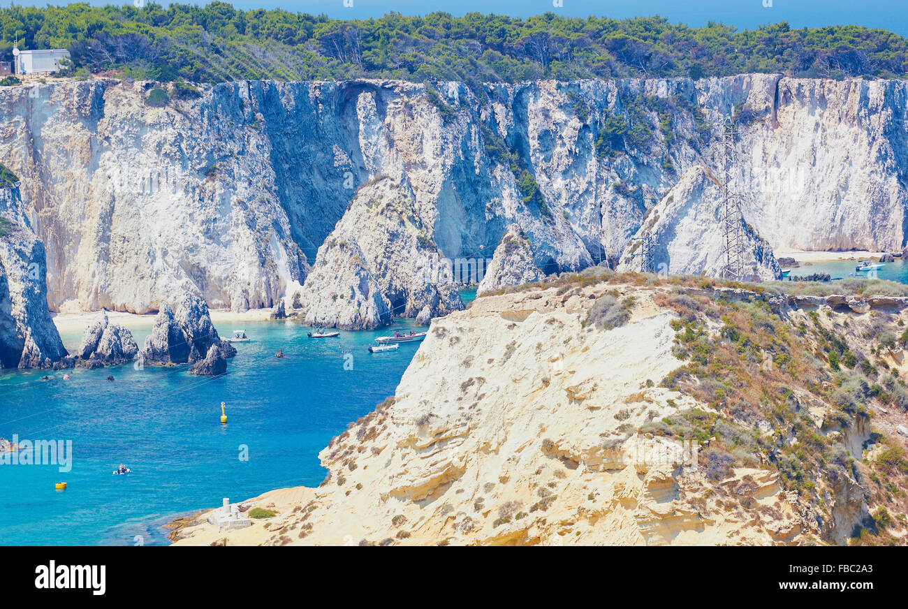Cliffs and beach on San Domino island Isole Tremiti Puglia Italy Europe ...