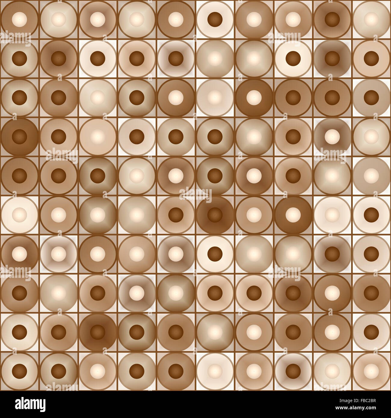 Pattern of tiled brown and tan circles. Geometric digital art Stock ...