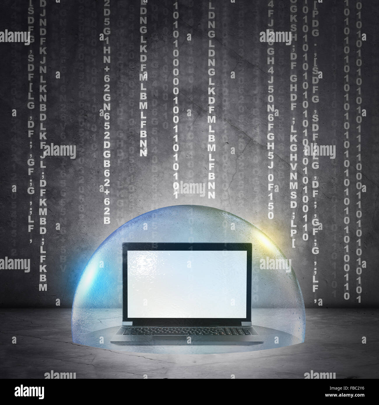 Black laptop in bubble Stock Photo - Alamy