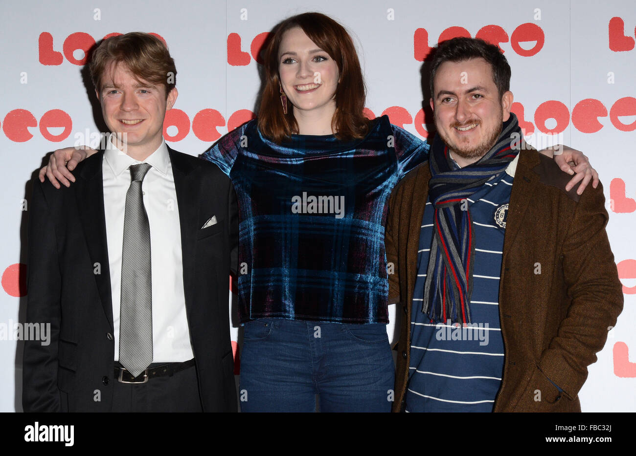 London. UK. Jon Rennie, Charlotte Ritchie & Jamie Adams at the Benny ...