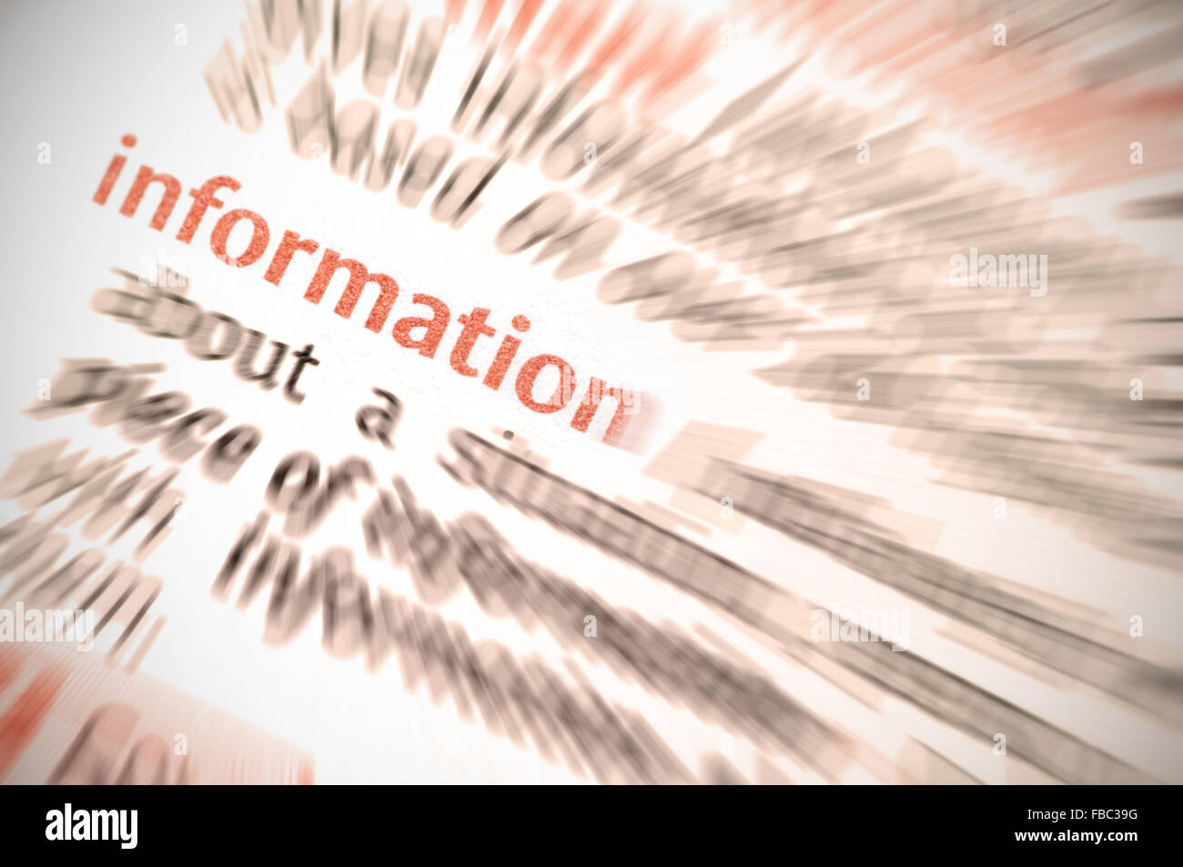Word information with motion blur. Business concept Stock Photo - Alamy