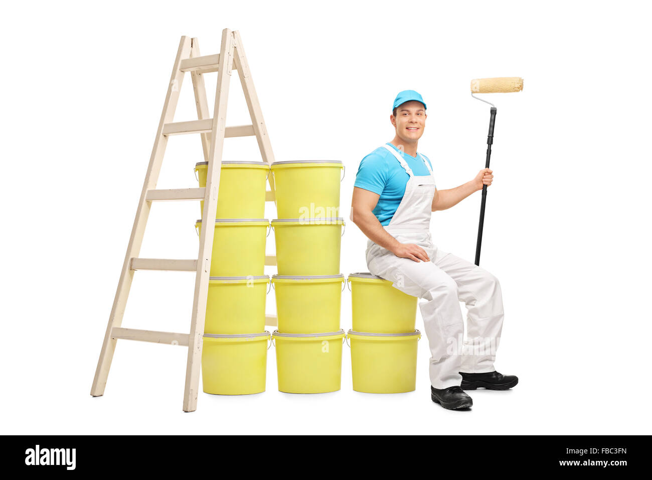 Man sitting on bucket hi-res stock photography and images - Alamy