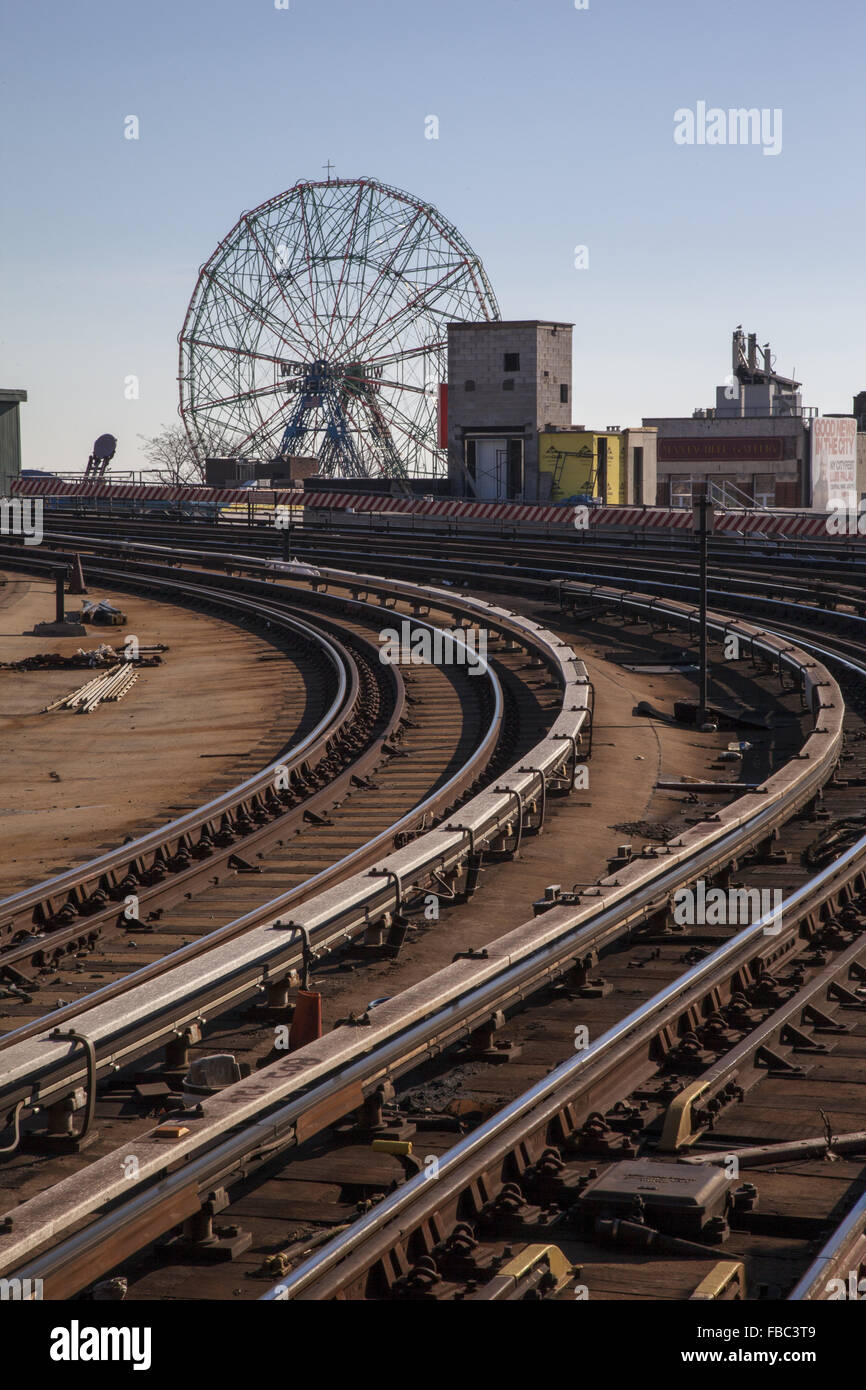 Elevated subway tracks leaving the Stillwell Avenue Coney Island ...