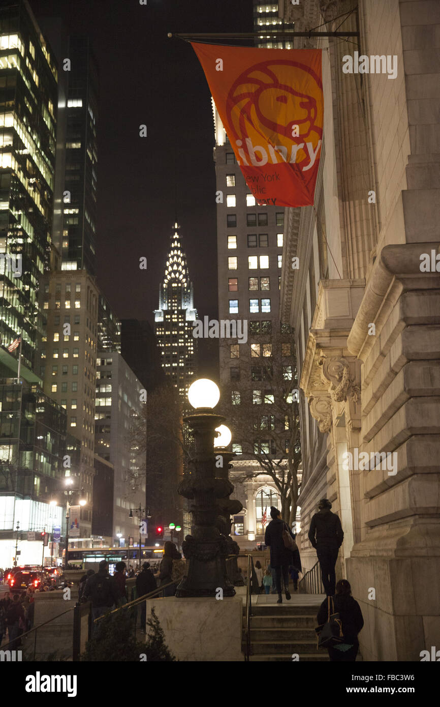 Looking east along 42nd St. from the the NY Public Library with the ...