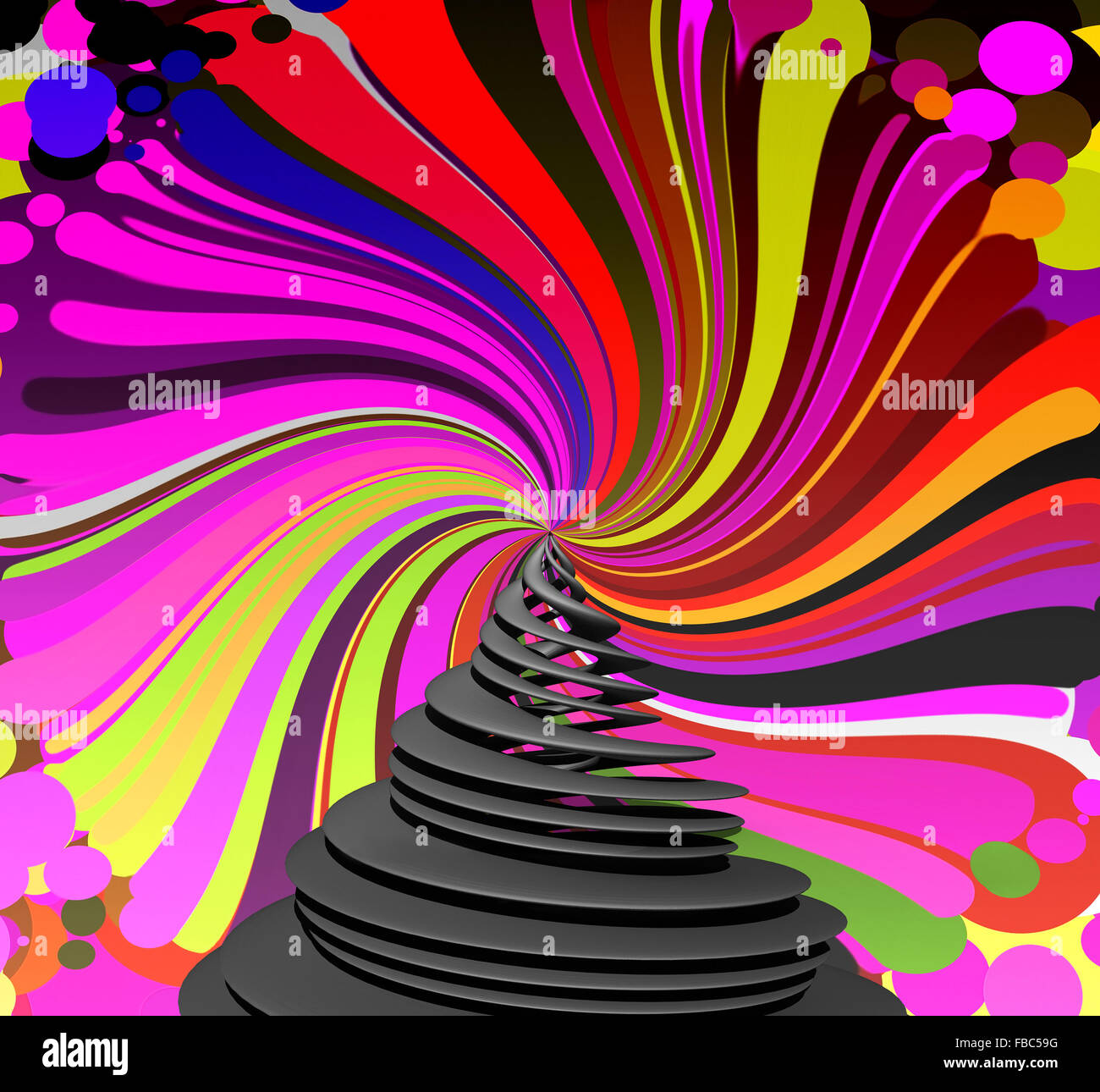 Abstract background with a spiral forming a tower Stock Photo - Alamy