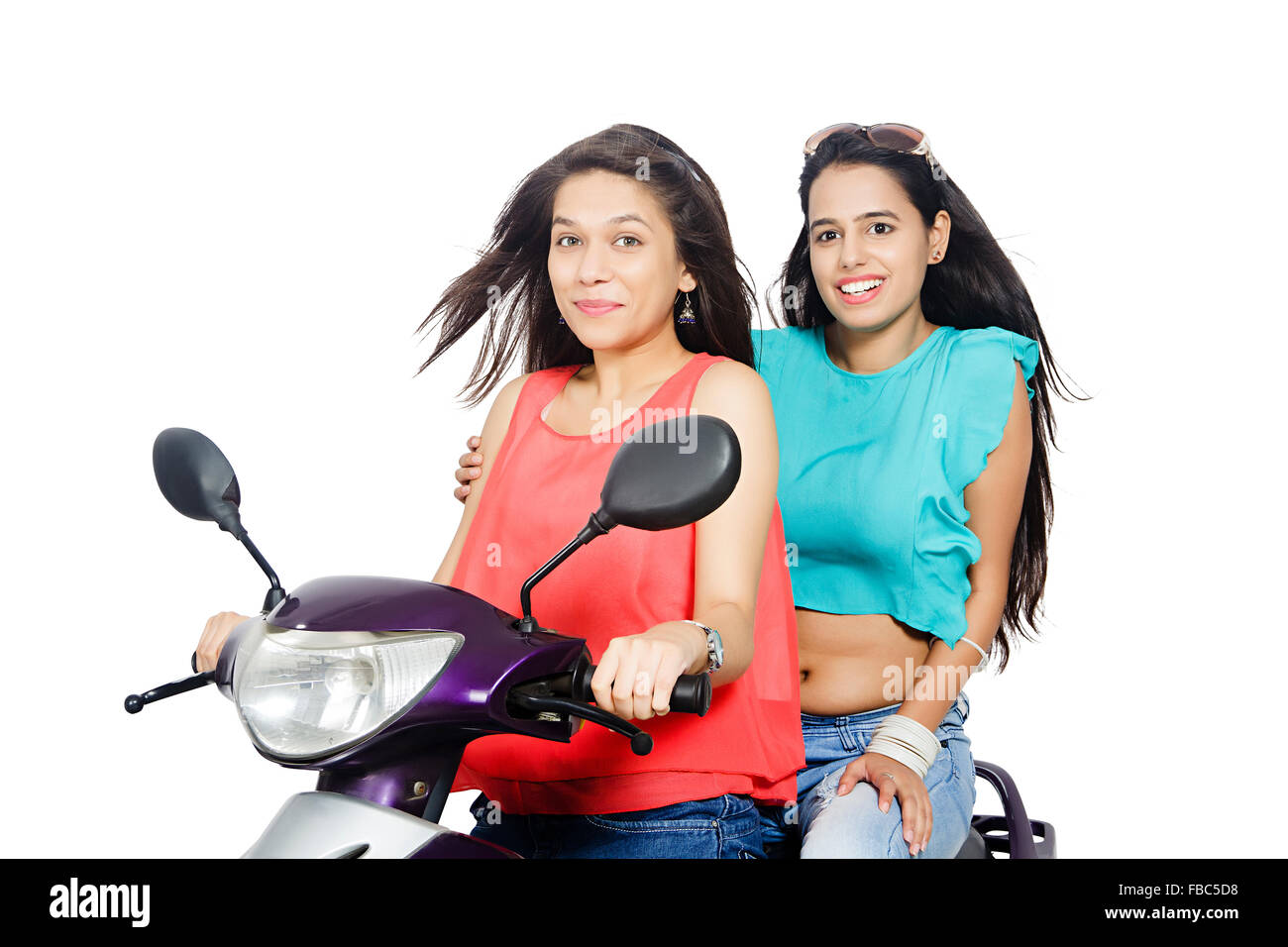 2 indian Young Womans friends Scooty Riding Stock Photo - Alamy