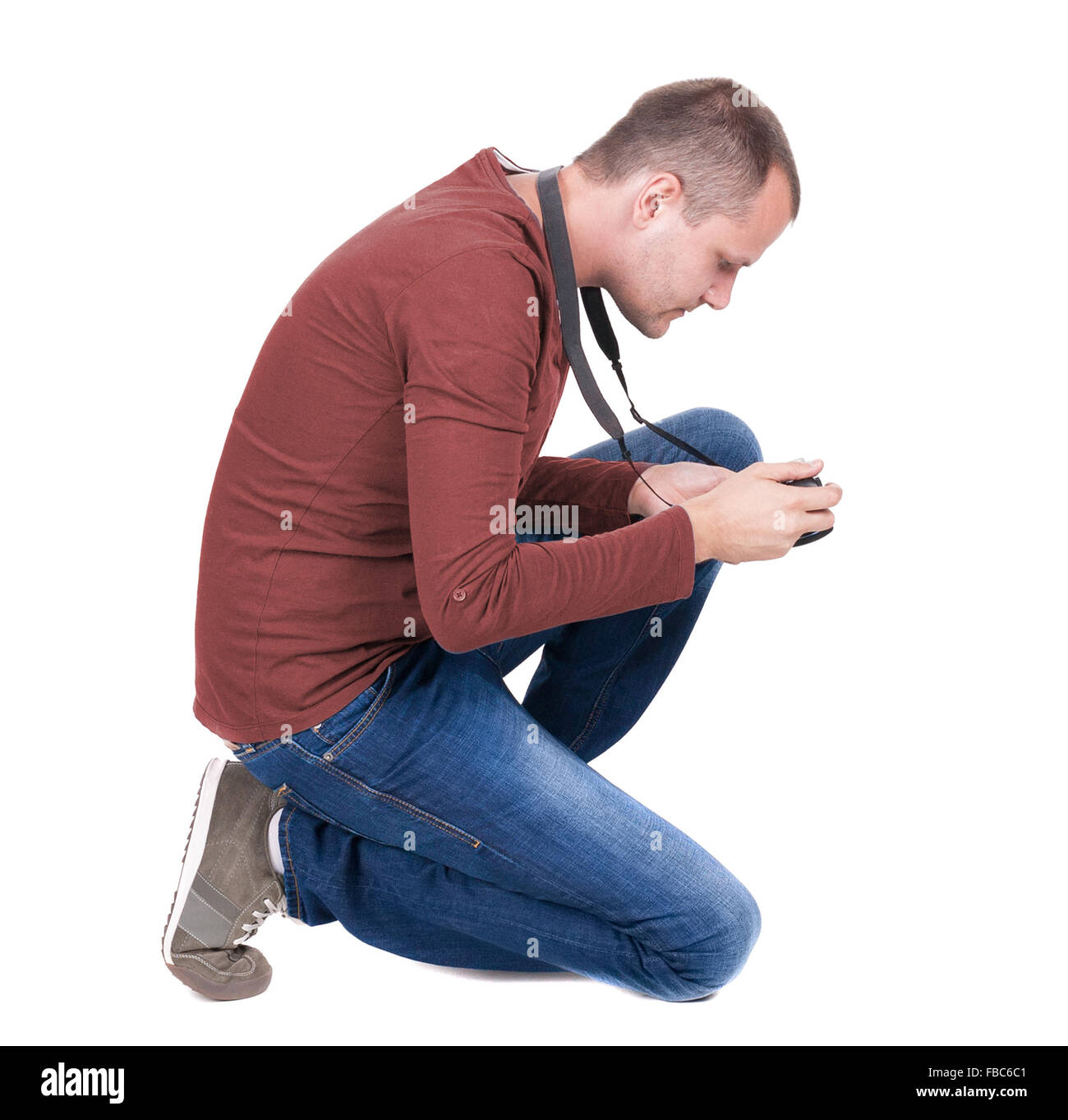 Back view of man photographing. photographer in jeans. Rear view people ...