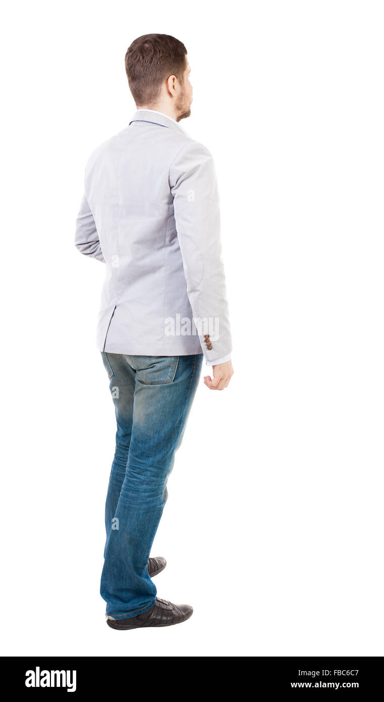 back view of Business man looks. Rear view people collection. backside ...