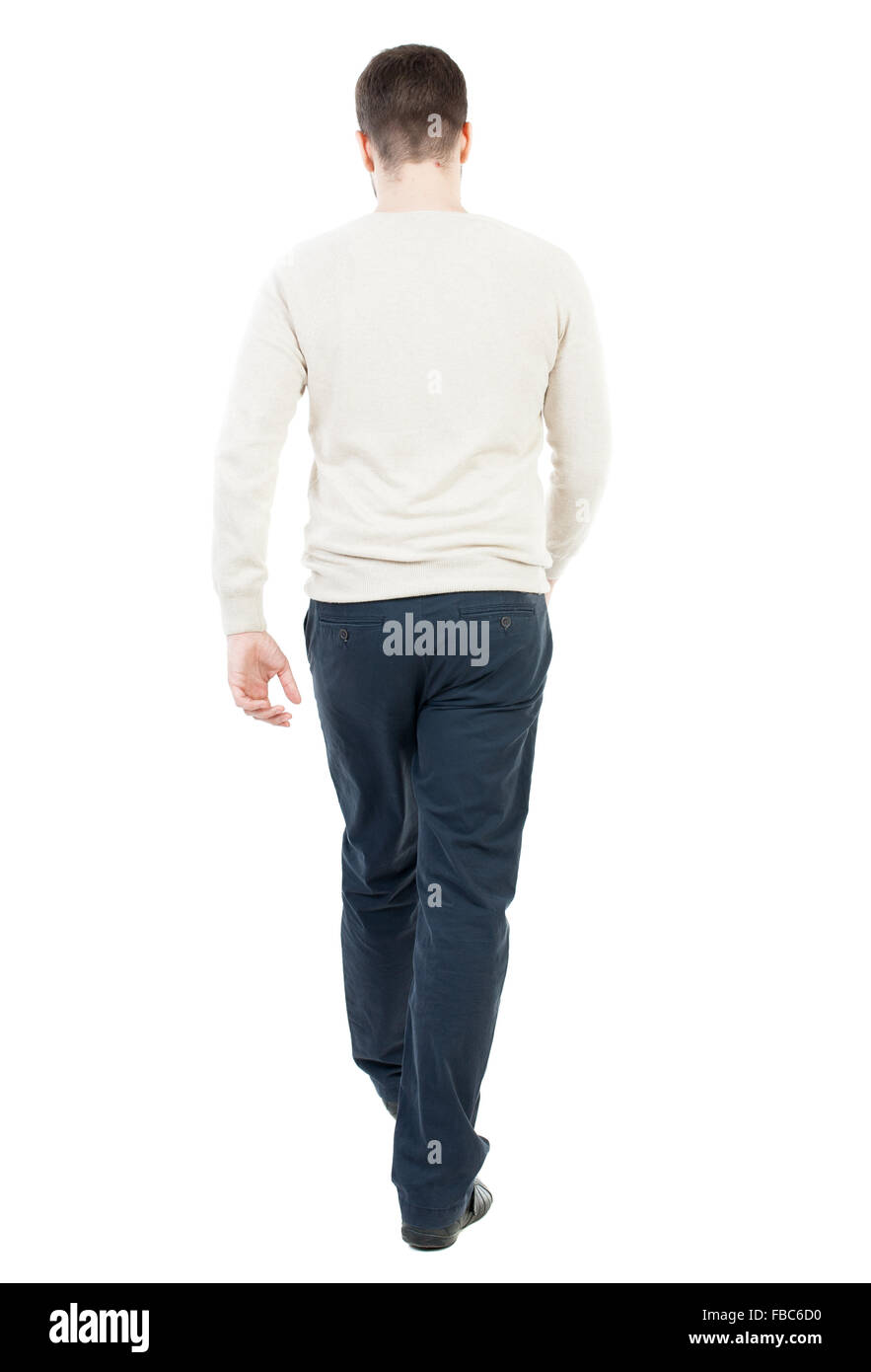 Back view of going handsome man. walking young guy . Rear view people ...