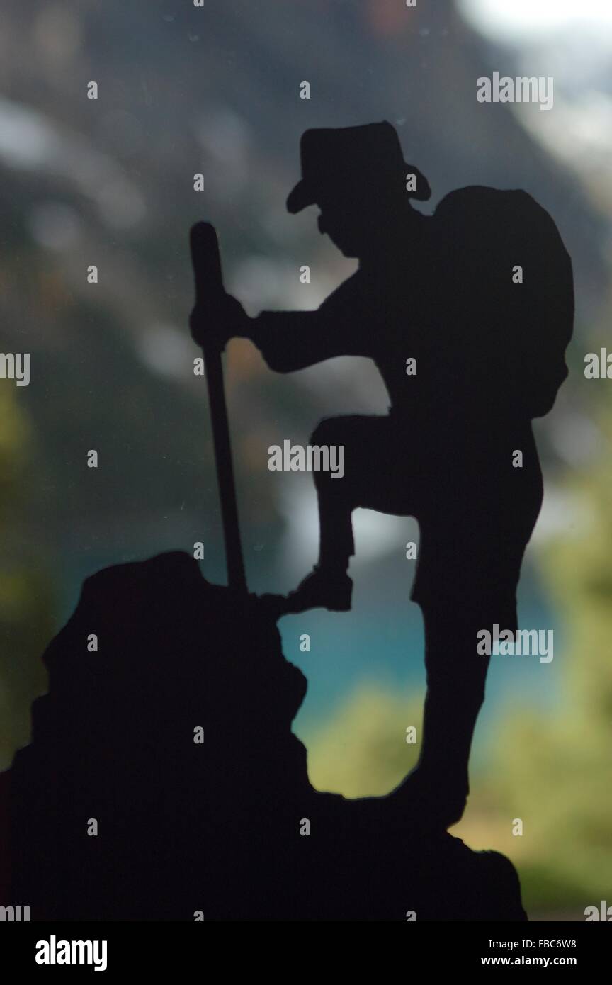 Hiking statue at Lake Louise. Banff National Park. Alberta. Canadian ...