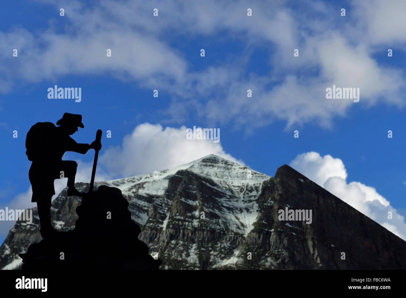 Hiking statue at Lake Louise. Banff National Park. Alberta. Canadian ...