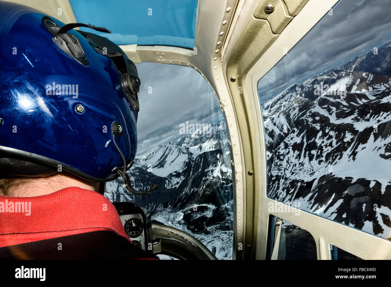 Helicopter sightseeing tour over Banff National Park. Canadian Rockies ...