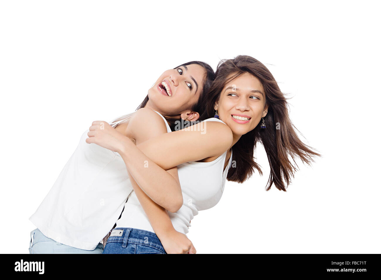 2 indian Young Womans friends Piggyback Riding Stock Photo - Alamy