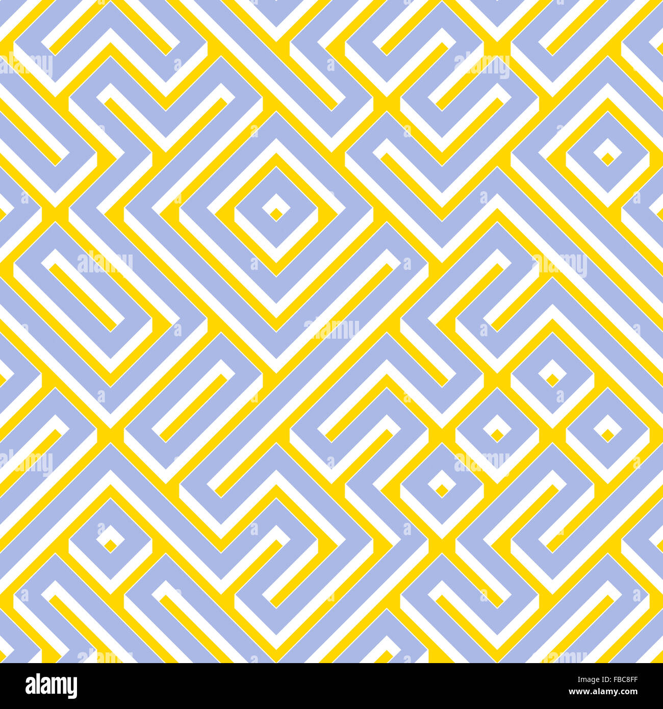 Raster Seamless Blue Yellow White Color Geometric Maze Pattern Stock ...