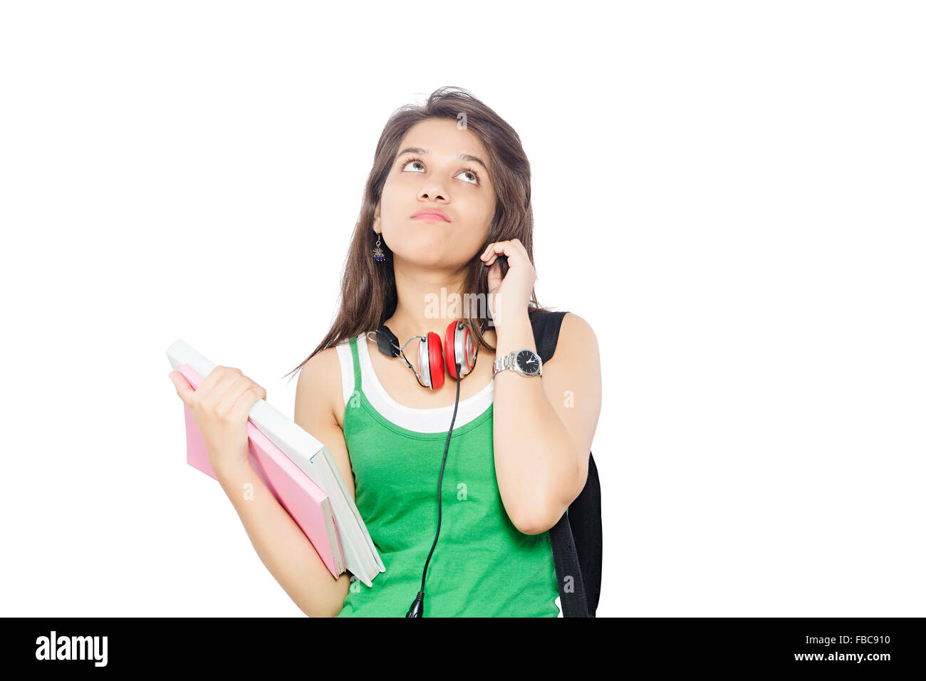 1 indian Young Woman college Student Thinking Stock Photo - Alamy