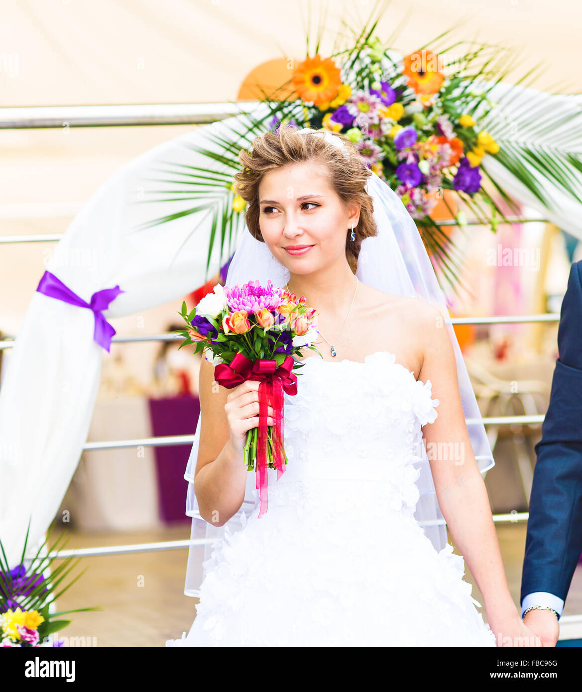 Wedding ceremony. Groom and bride together Stock Photo - Alamy