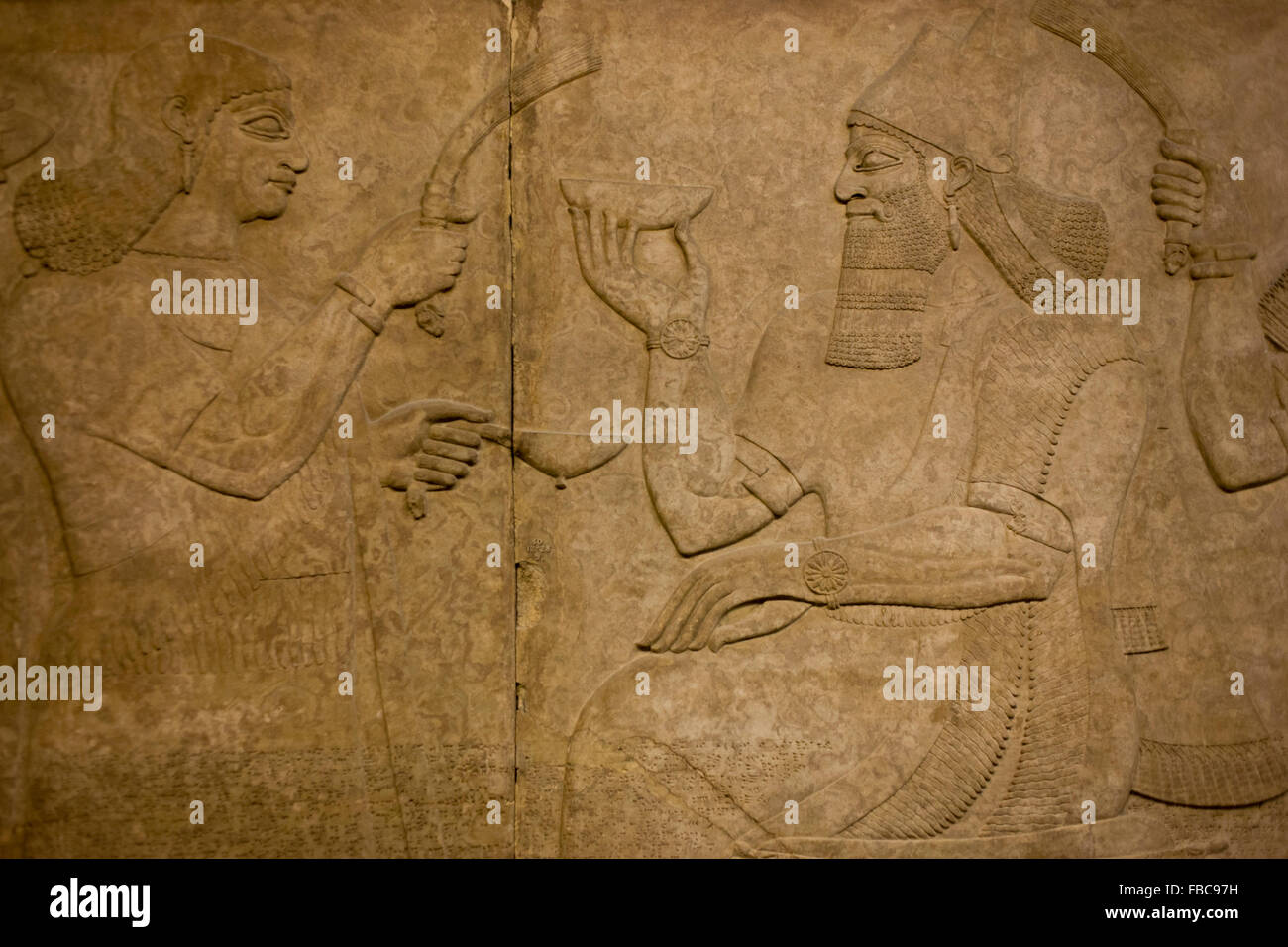 Detail in the British Museum of an Assyrian Court scene, from about 865 ...