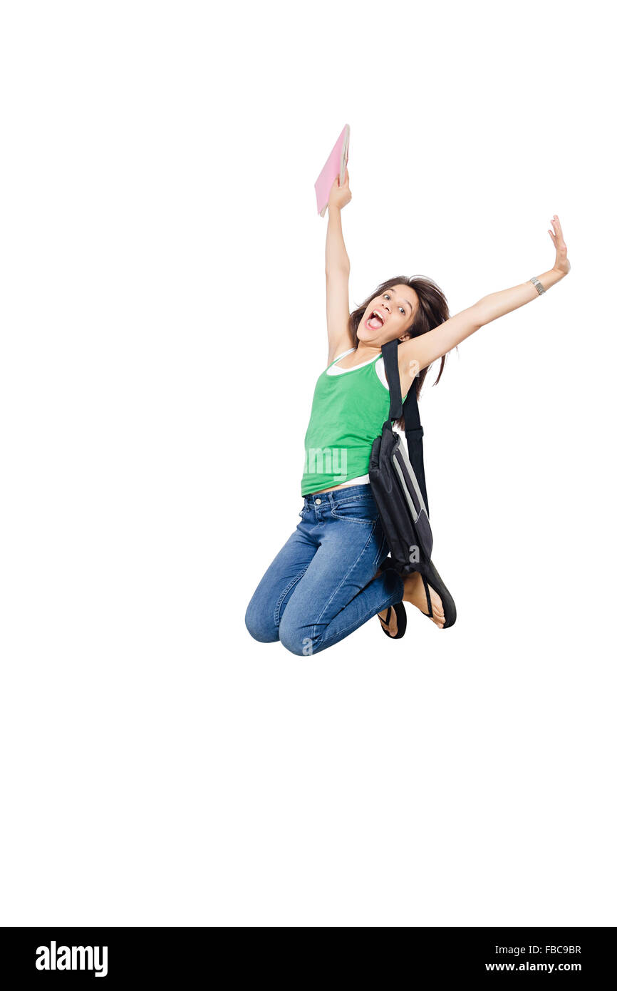 1 indian Young Woman college Student Jumping Stock Photo - Alamy