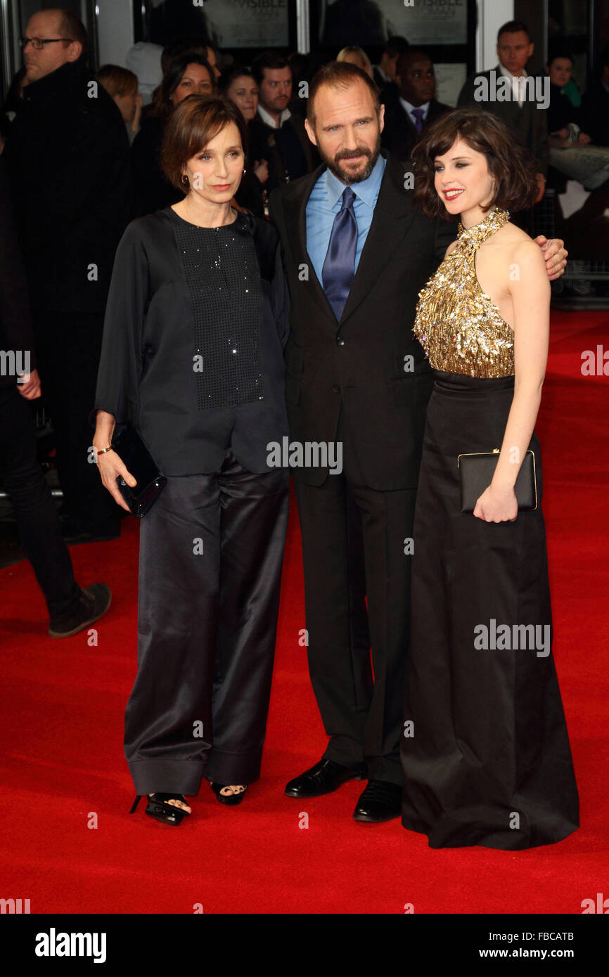 London, UK. 270114.. Kristin Scott Thomas, Ralph Fiennes and Felicity ...