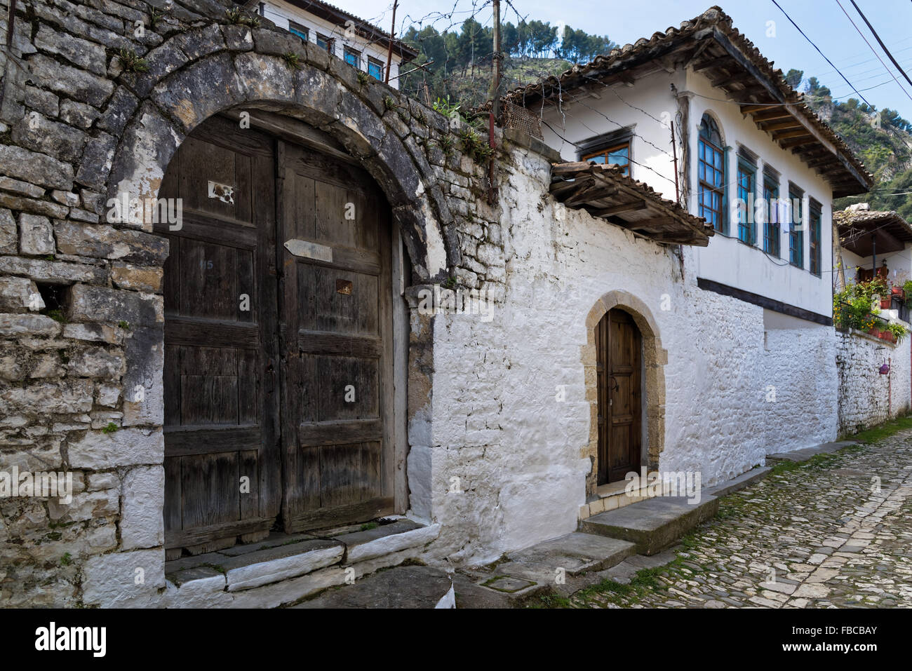 Old traditional house in the old town of Berat in Albania Stock Photo ...