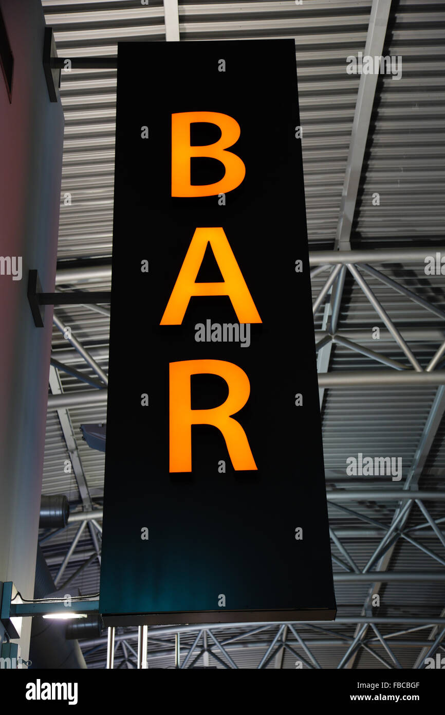 Red neon light as advertisement for a Bar Stock Photo - Alamy