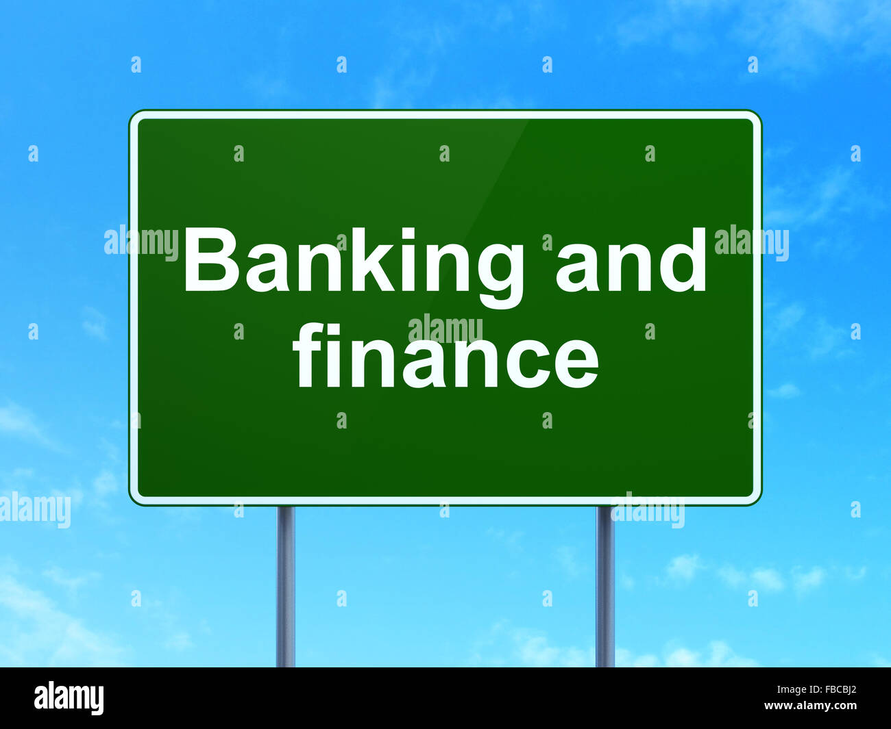 Currency concept: Banking And Finance on road sign background Stock ...