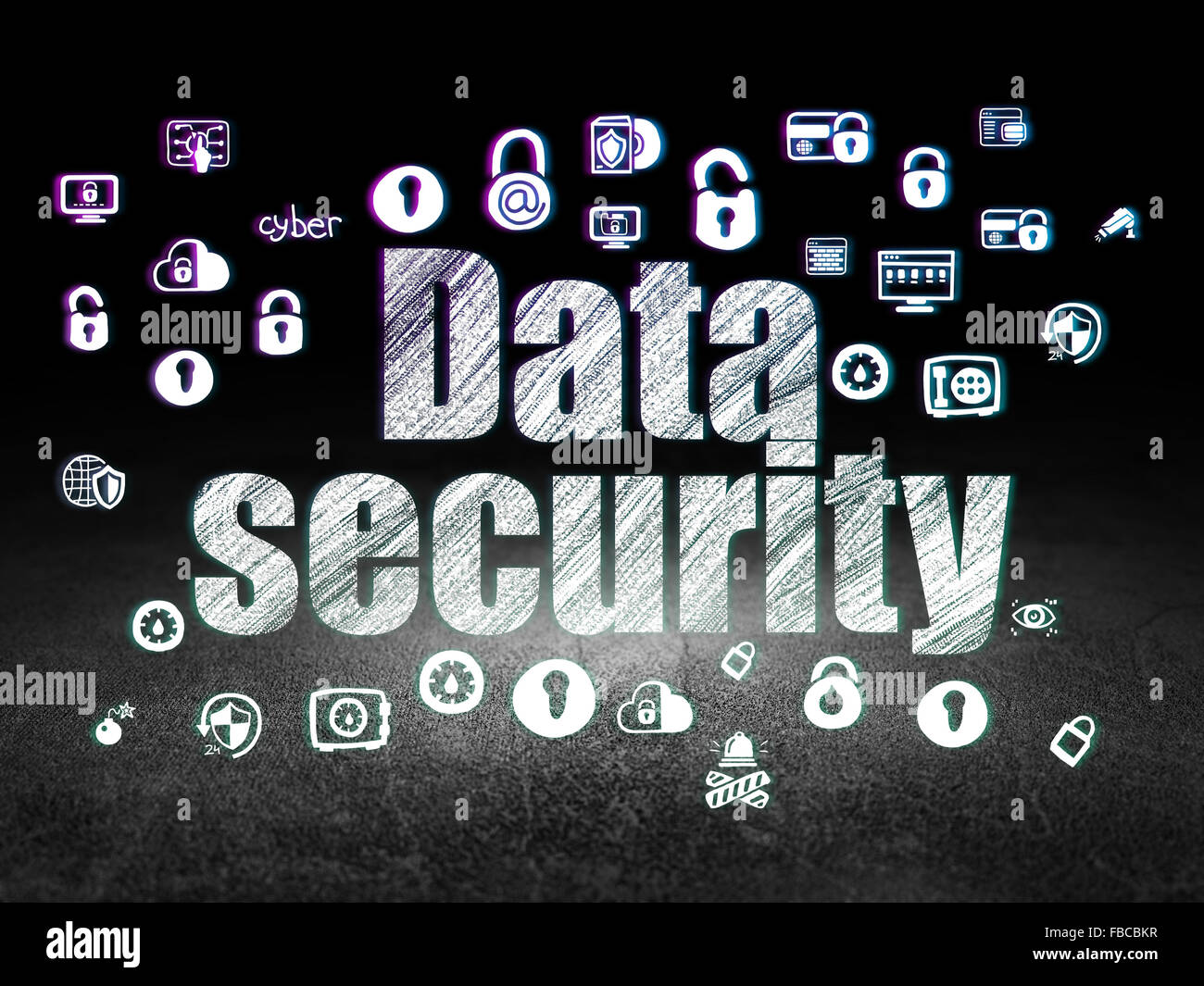 Privacy concept: Data Security in grunge dark room Stock Photo - Alamy