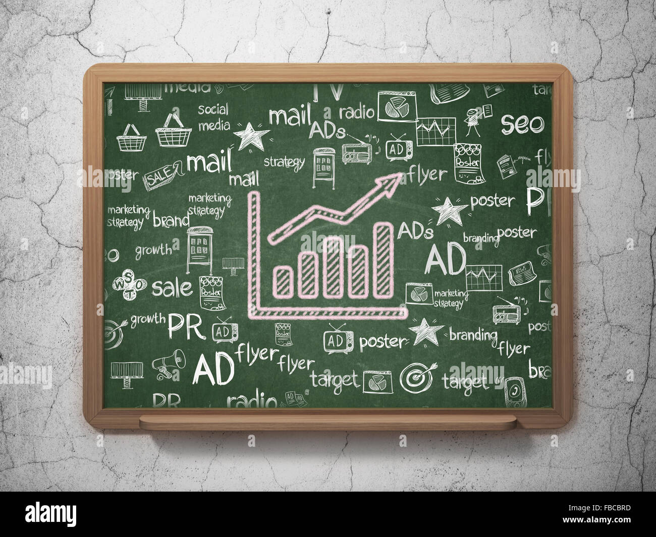 Advertising concept: Growth Graph on School Board background Stock ...