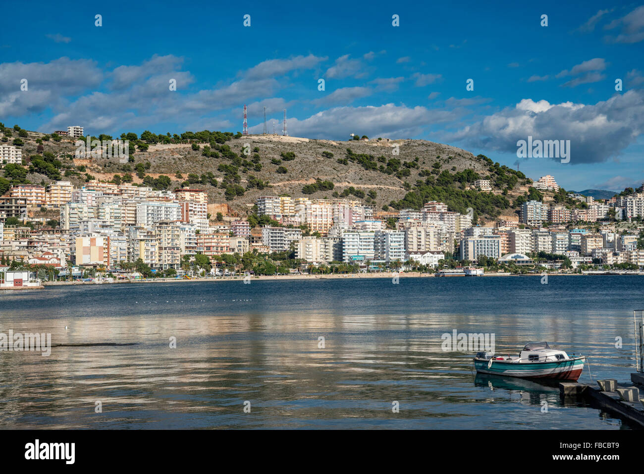 Bay of Saranda, Ionian Sea coast in Saranda (Sarande), Albanian Riviera ...