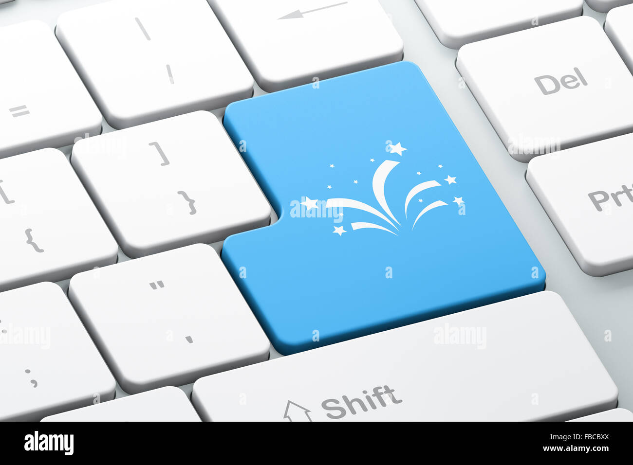 Entertainment, concept: Fireworks on computer keyboard background Stock ...