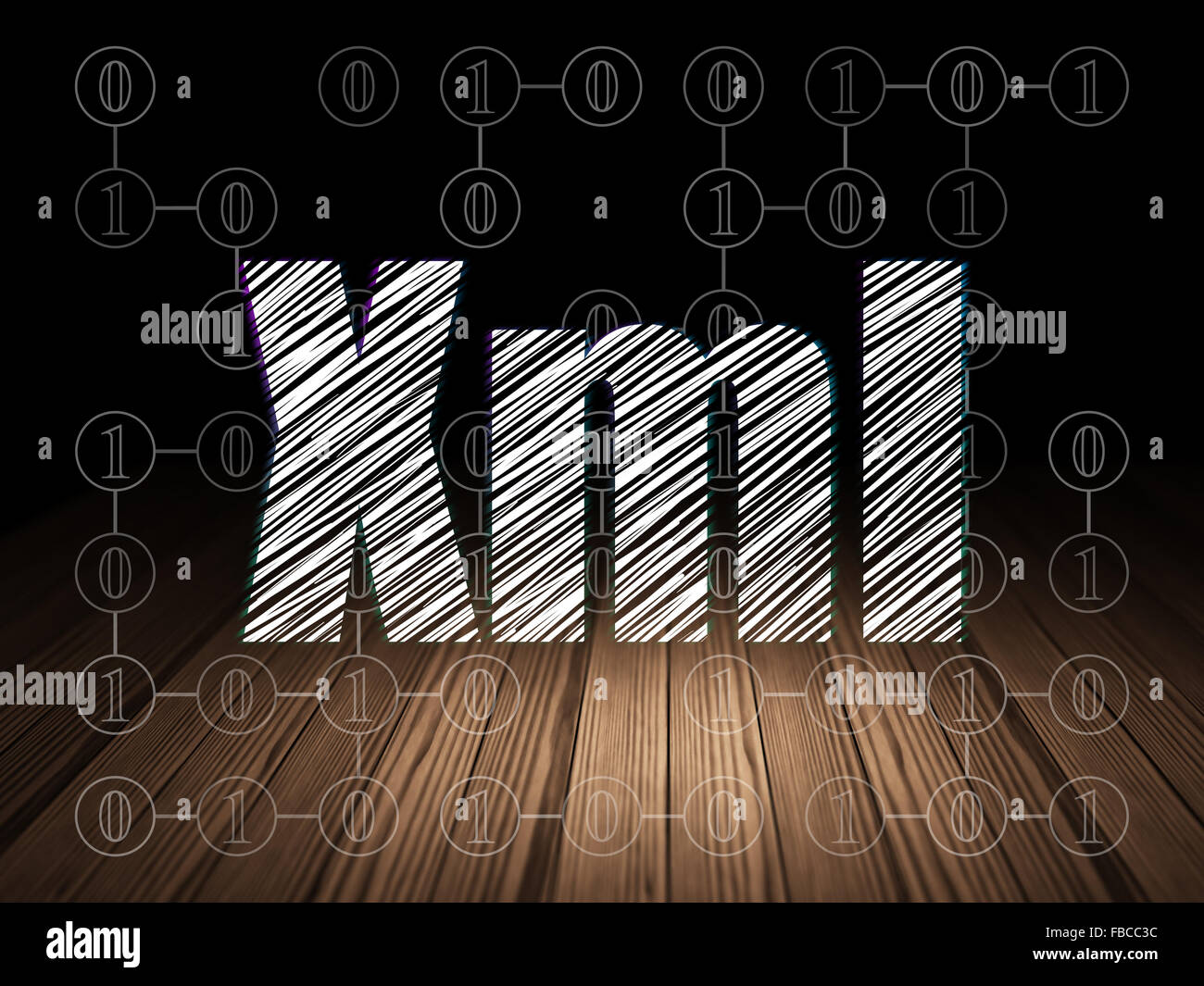 Database concept: Xml in grunge dark room Stock Photo - Alamy