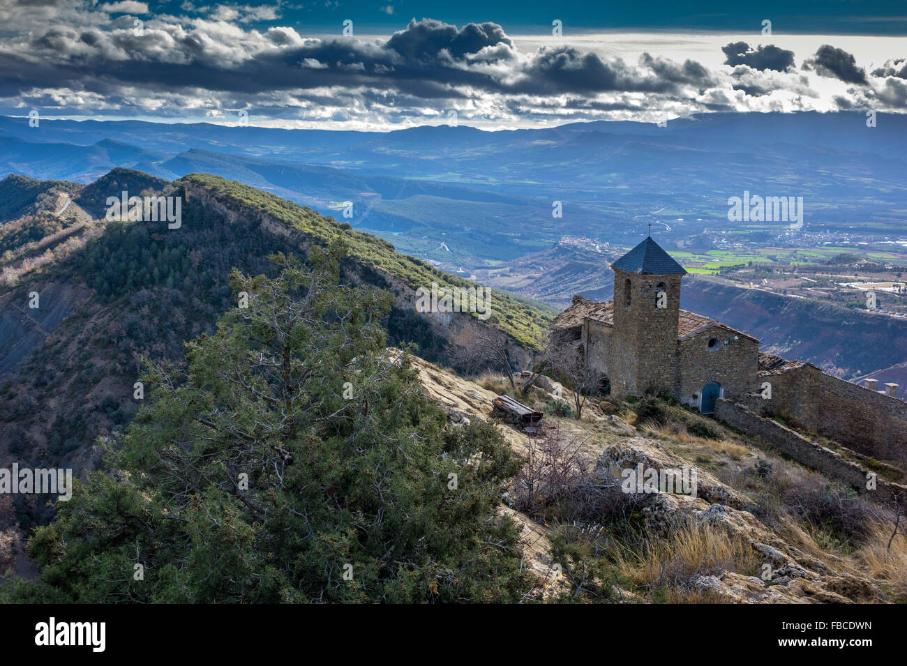 Church and Village of Santa Engracia, above Tremp, Catalunya Stock ...