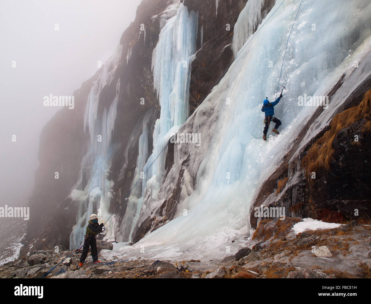 Waterfall ice climbing, Khumbu valley Nepal Stock Photo - Alamy