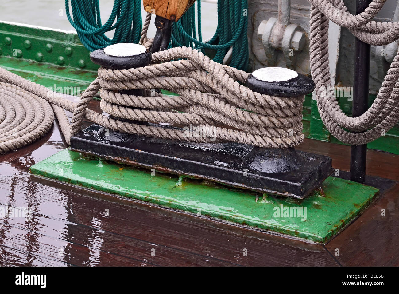 Rigging of a sailing ship closeup Stock Photo - Alamy