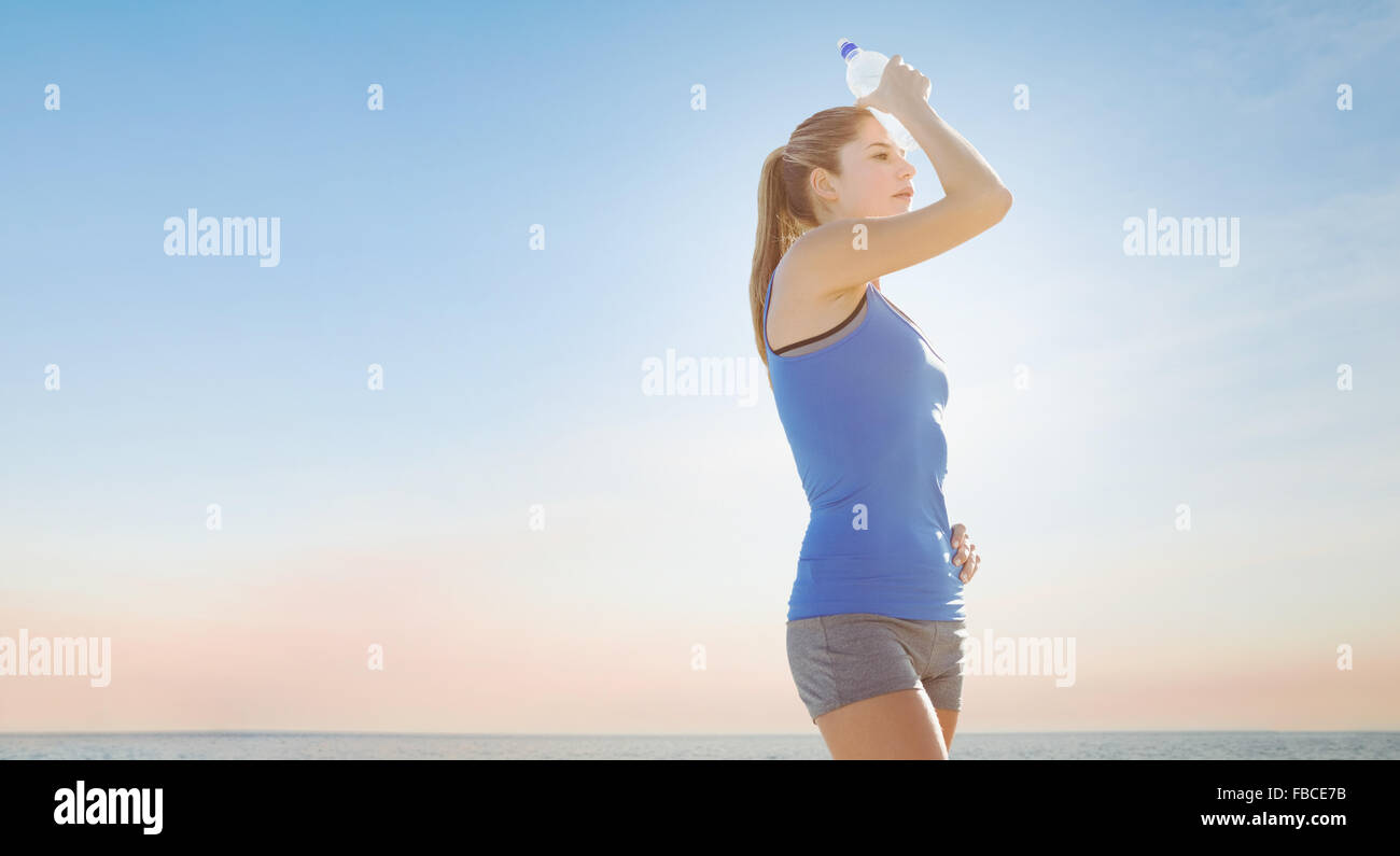 Beautiful woman water bottle beach hi-res stock photography and images ...