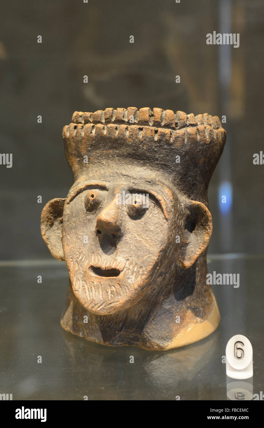 pottery head of nuragic age, National Archaeological Museum of Cagliari ...