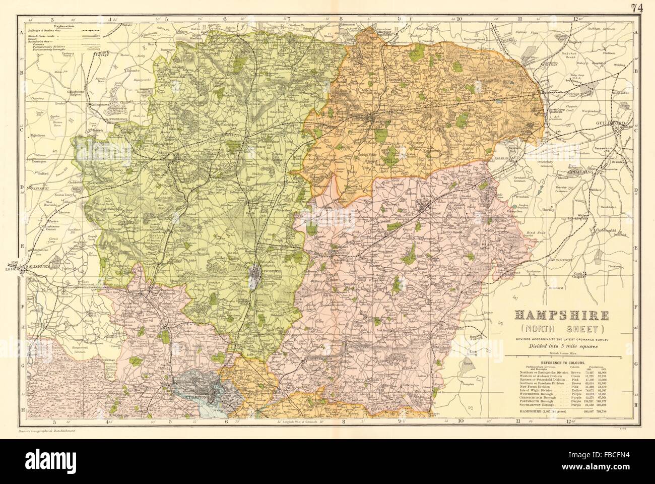 HAMPSHIRE NORTH Parliamentary constituencies divisions.Railways.BACON ...