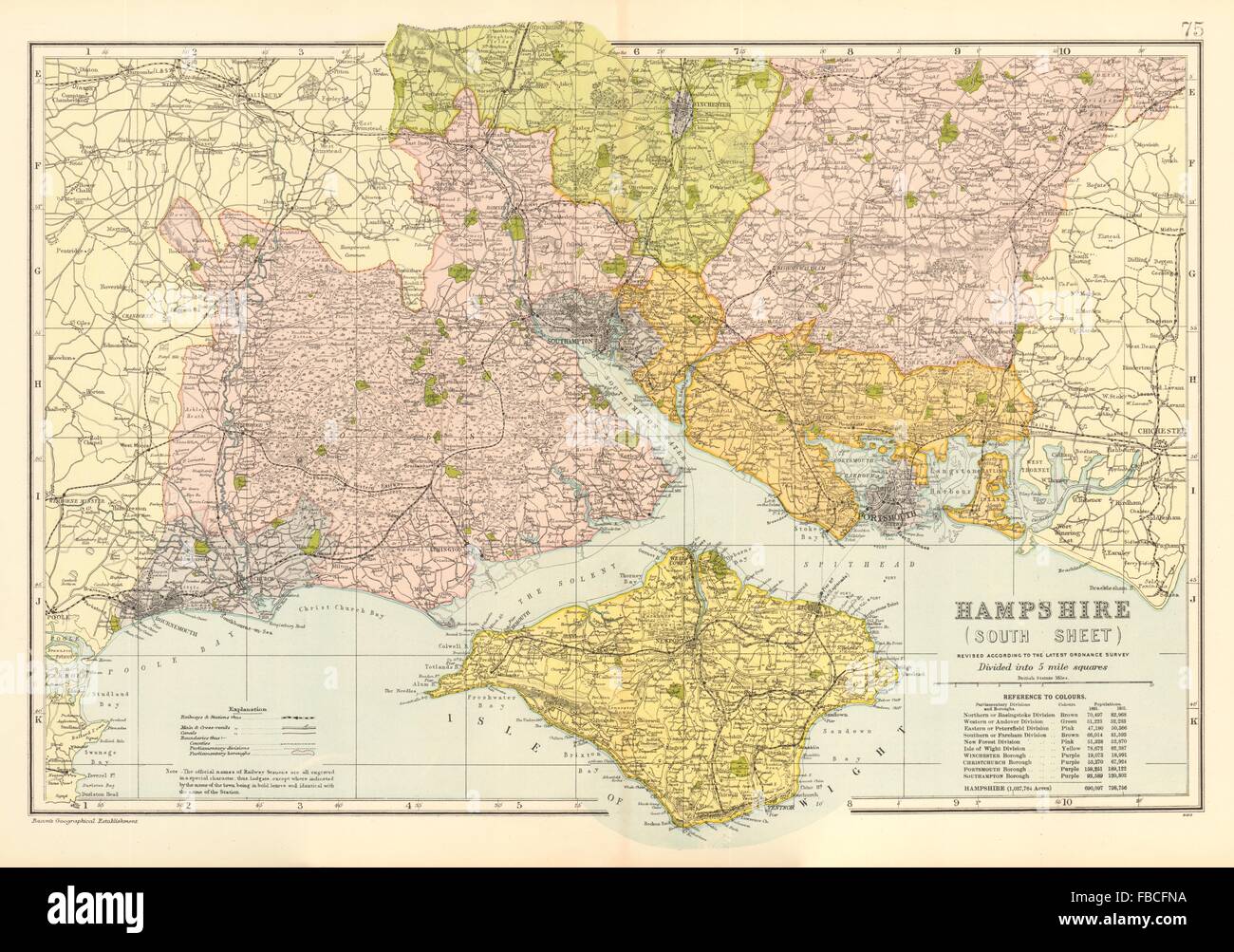 HAMPSHIRE SOUTH Isle of Wight. Parliamentary boroughs.Railways.BACON ...