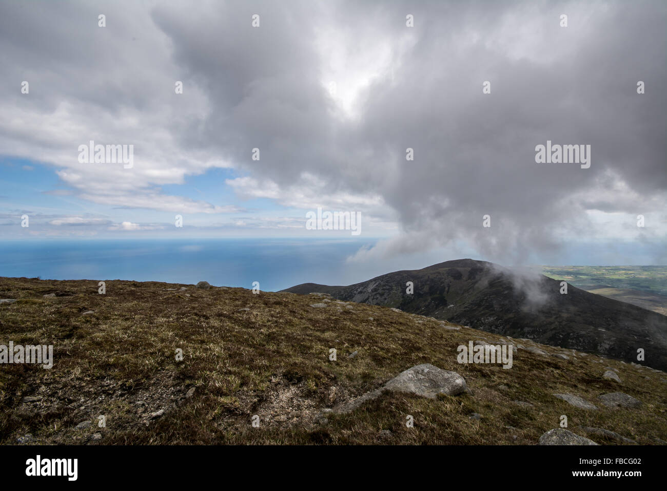 A view from Slieve Donard in Ireland looking over the Irish Sea towards ...
