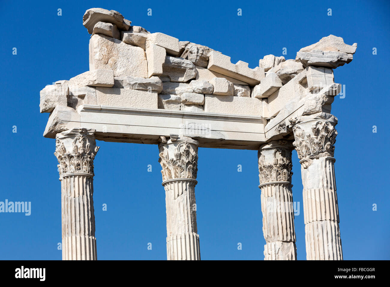 Trajan Temple Corinthian columns at Pergamon Acropolis, an ancient ...