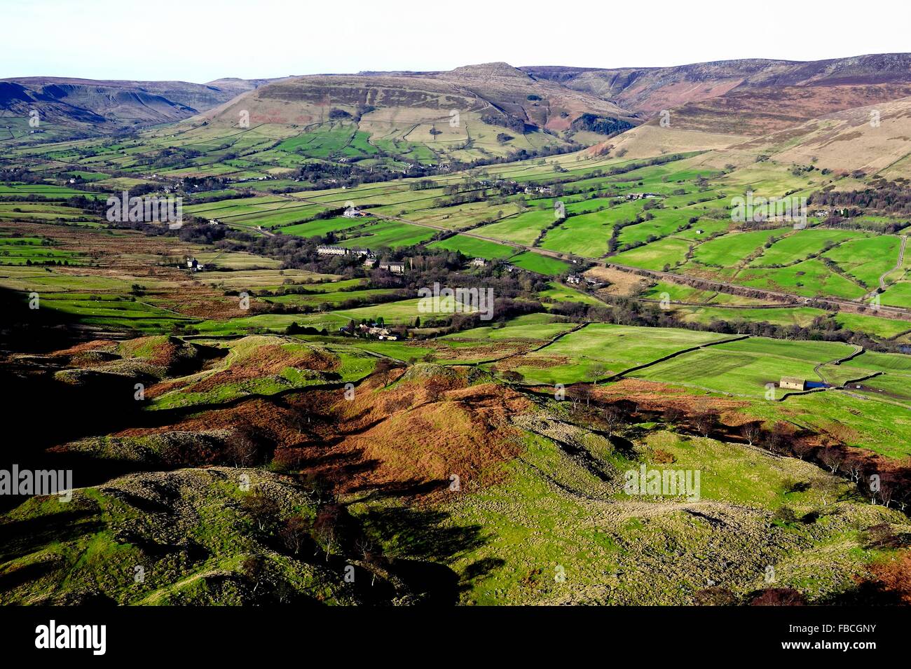 A landscape view of the Hope Valley in the Derbyshire Peak District ...