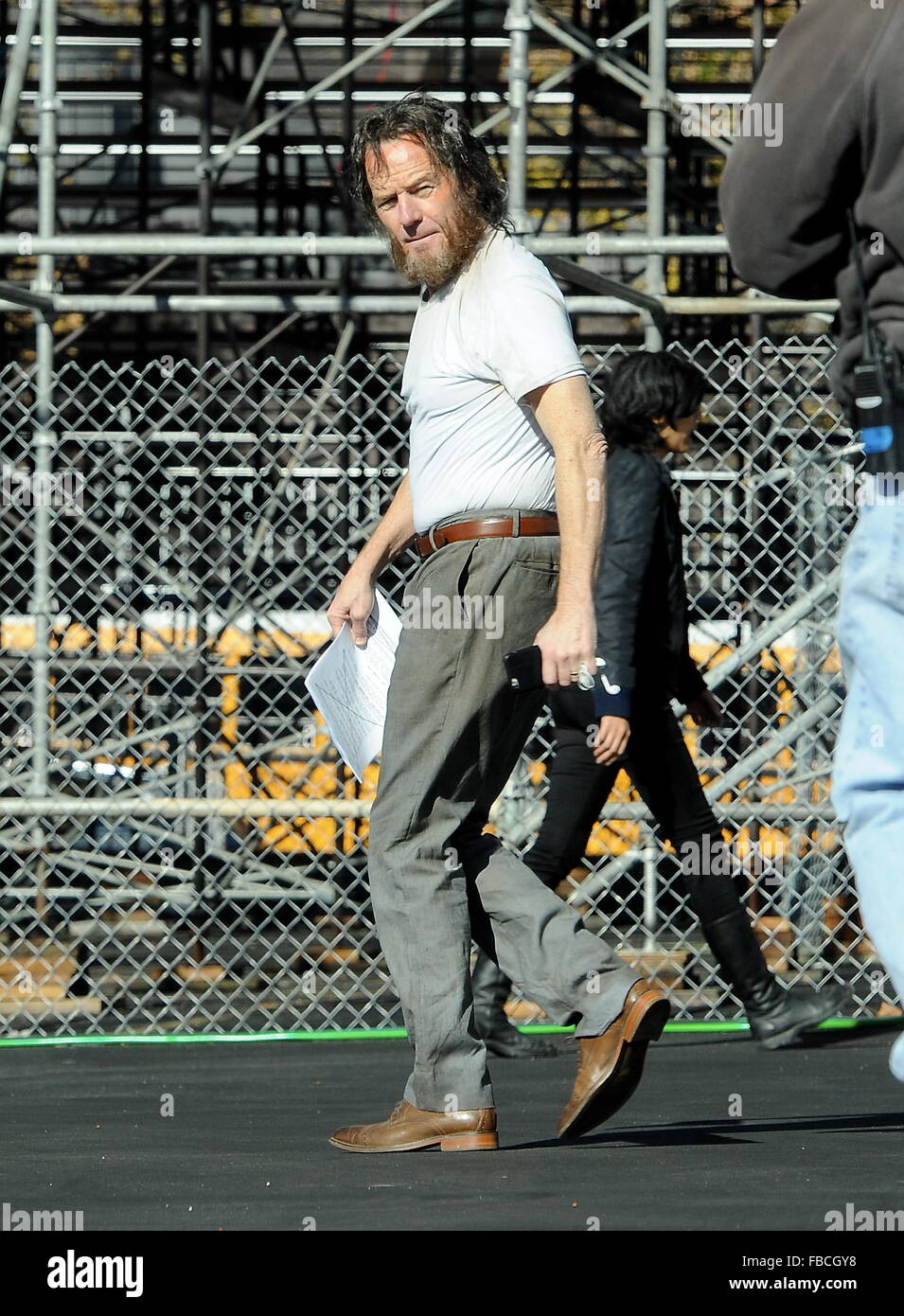 Actor Bryan Cranston gets into character as a homeless man on the set ...