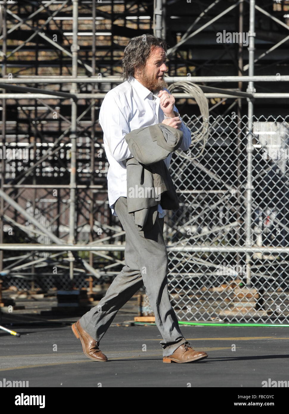 Actor Bryan Cranston gets into character as a homeless man on the set ...